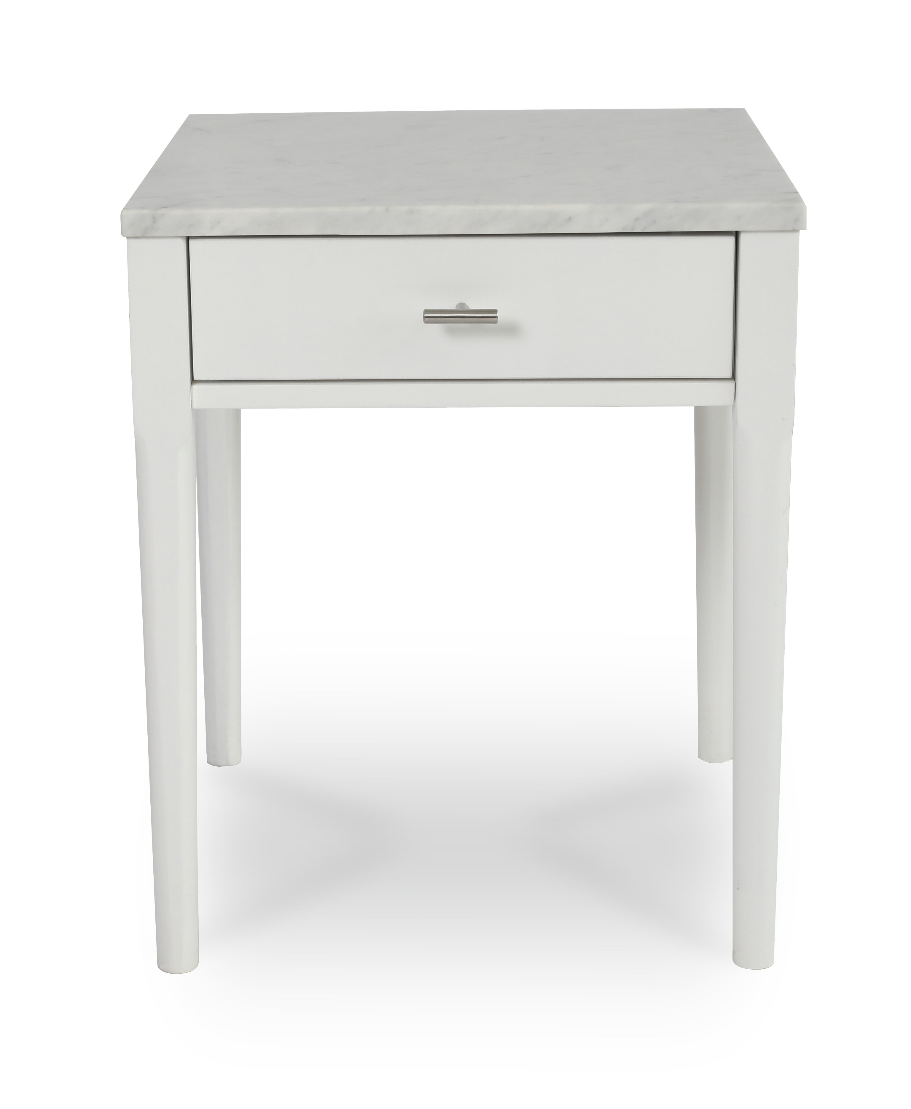 Latitude Run® Adele 18" Square Italian Carrara White Marble End Table With Wood Leg | Wayfair